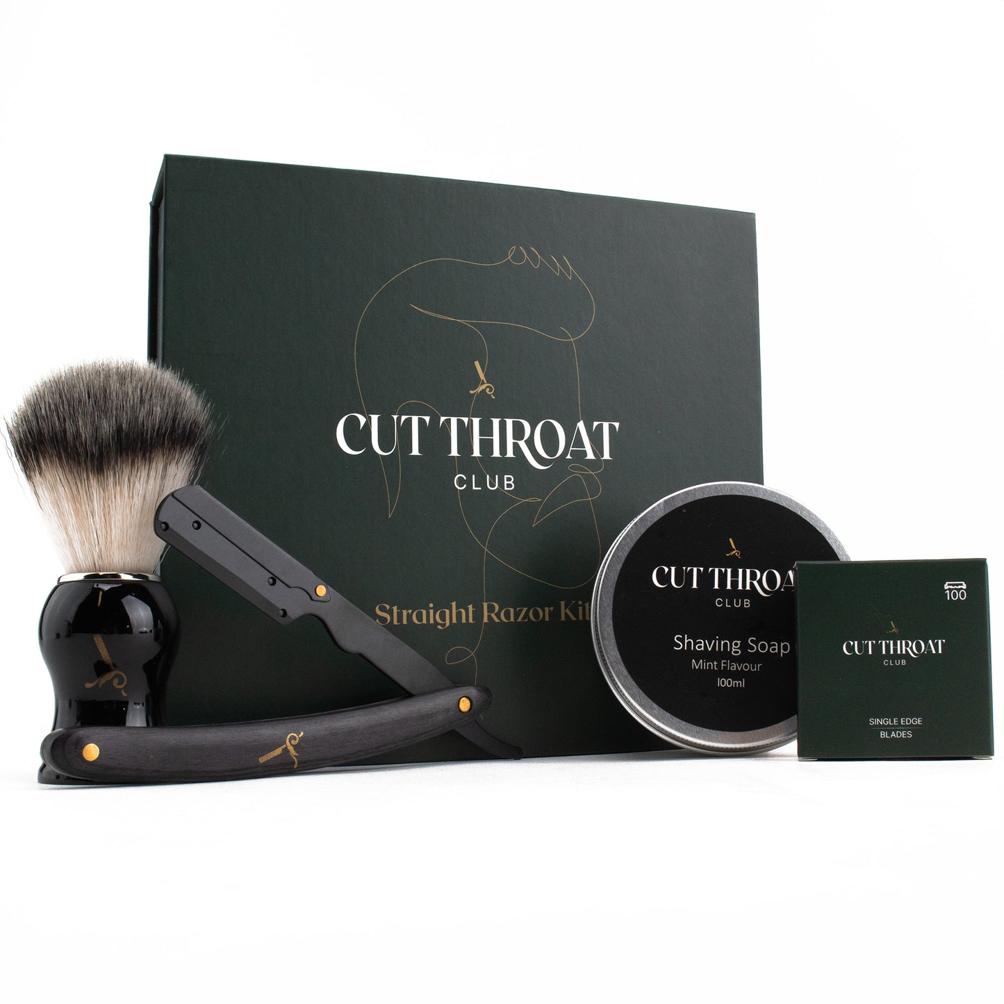 Beginners Straight Razor Kit Inc Razor, Brush, Soap & Blades